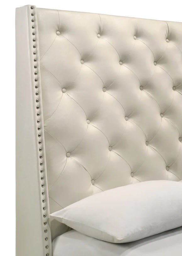 Cama Queen Size Chantilly Blanco Perla | Sofisticación y Confort en Ca ...